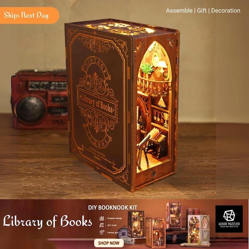Miniature Library - Etsy
