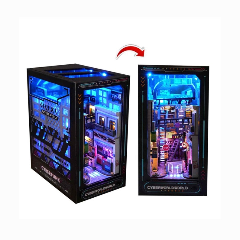 Cyberpunk World DIY Book Nook Shelf Miniature Insert Kits, Near Future ...