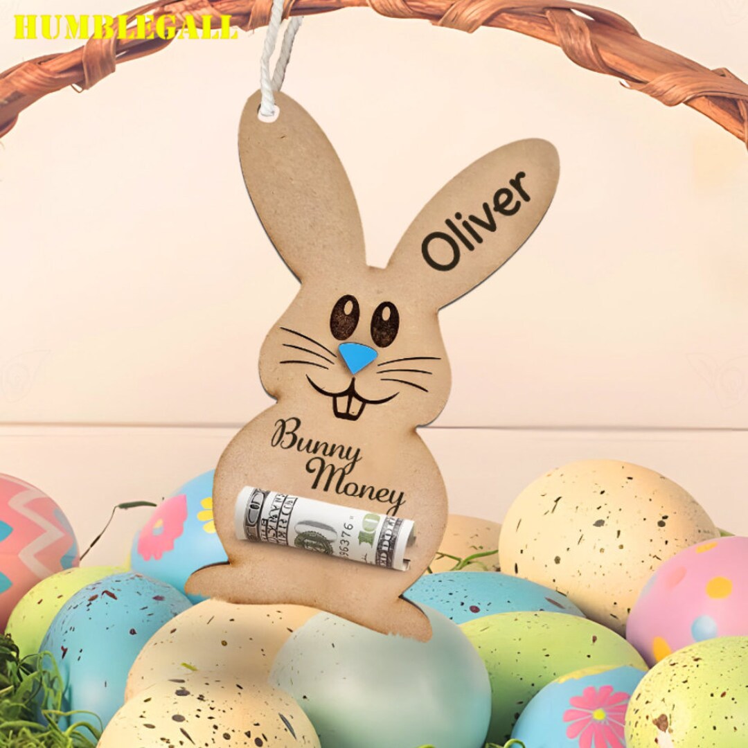 Custom Easter Bunny Money Gift, Personalized Bunny Easter Money Holder ...