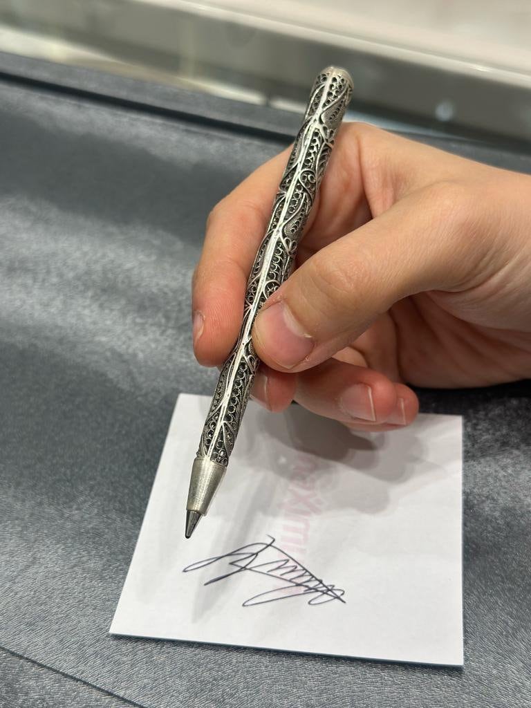 925 Sterling Silver Fligree Art Handmade Silver Pen Ballpoint Pen ...