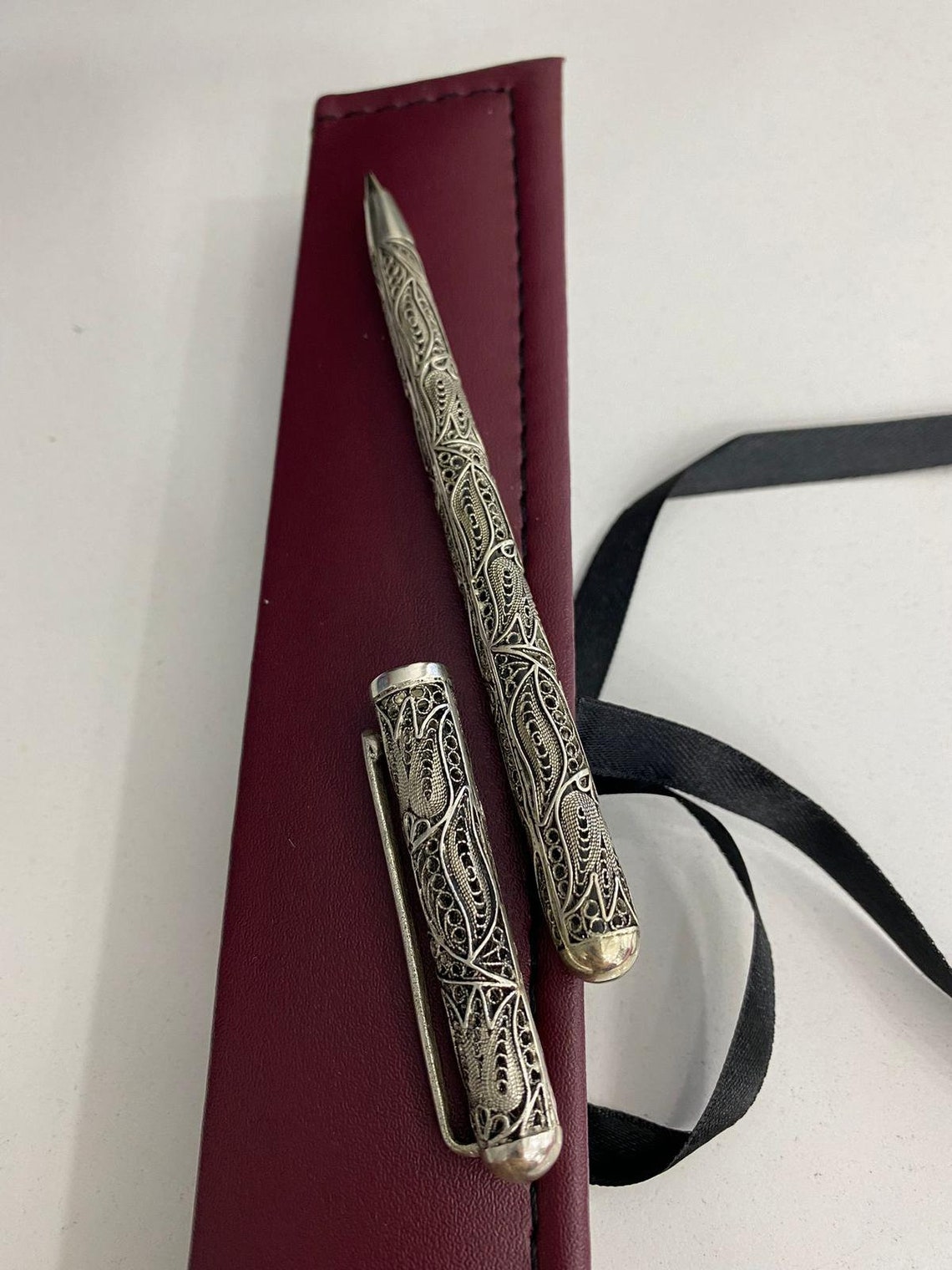 925 Sterling Silver Fligree Art Handmade Silver Pen Ballpoint Pen ...