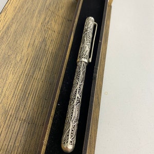 925 Sterling Silver Fligree Art Handmade Silver Pen Ballpoint Pen ...