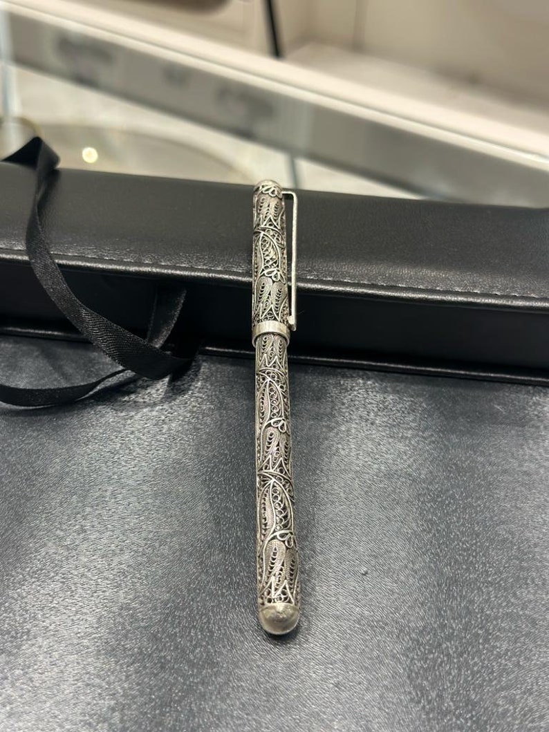 925 Sterling Silver Fligree Art Handmade Silver Pen Ballpoint Pen ...