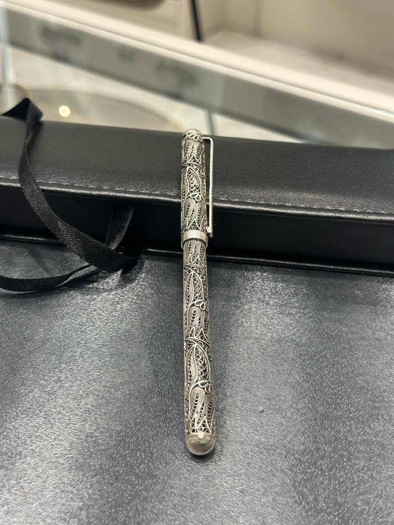 925 Sterling Silver Fligree Art Handmade Silver Pen Ballpoint Pen ...