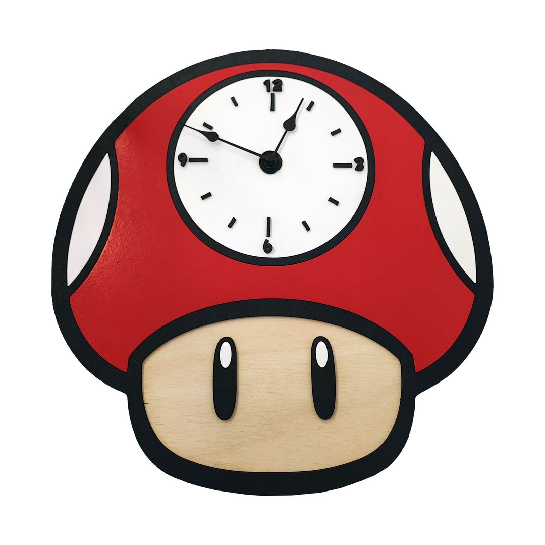 Wooden Wall Clock in the Shape of a Toad Mushroom From Super Mario ...