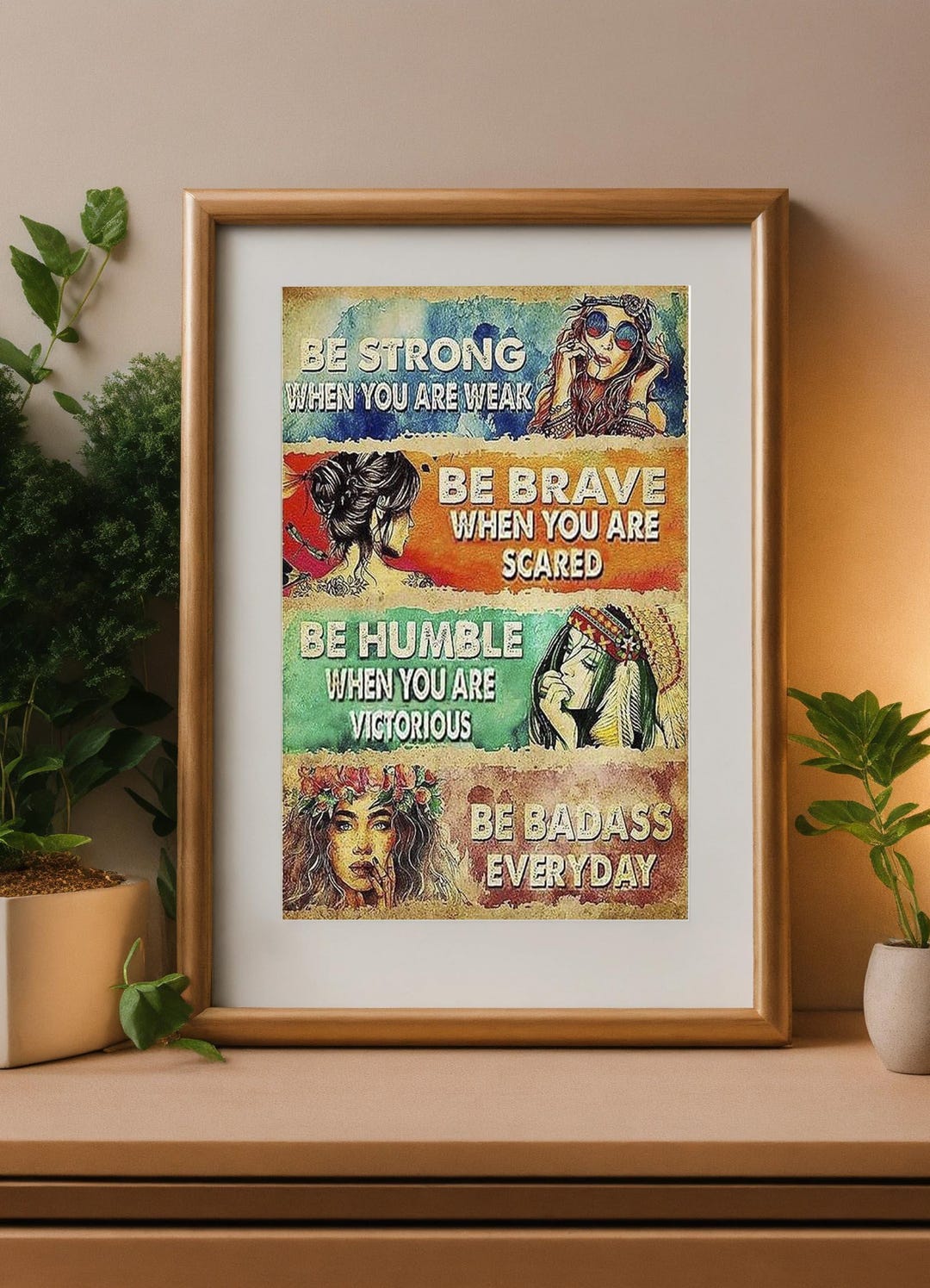 Be Strong Brave and Humble Poster, Motivational Wall Art Inspirational ...
