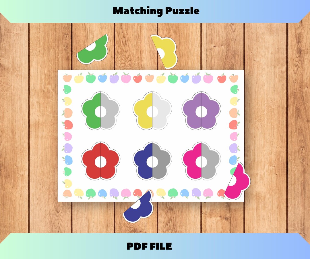 Flowers Matching Puzzle Printable, Montessori Homeschool Worksheet ...