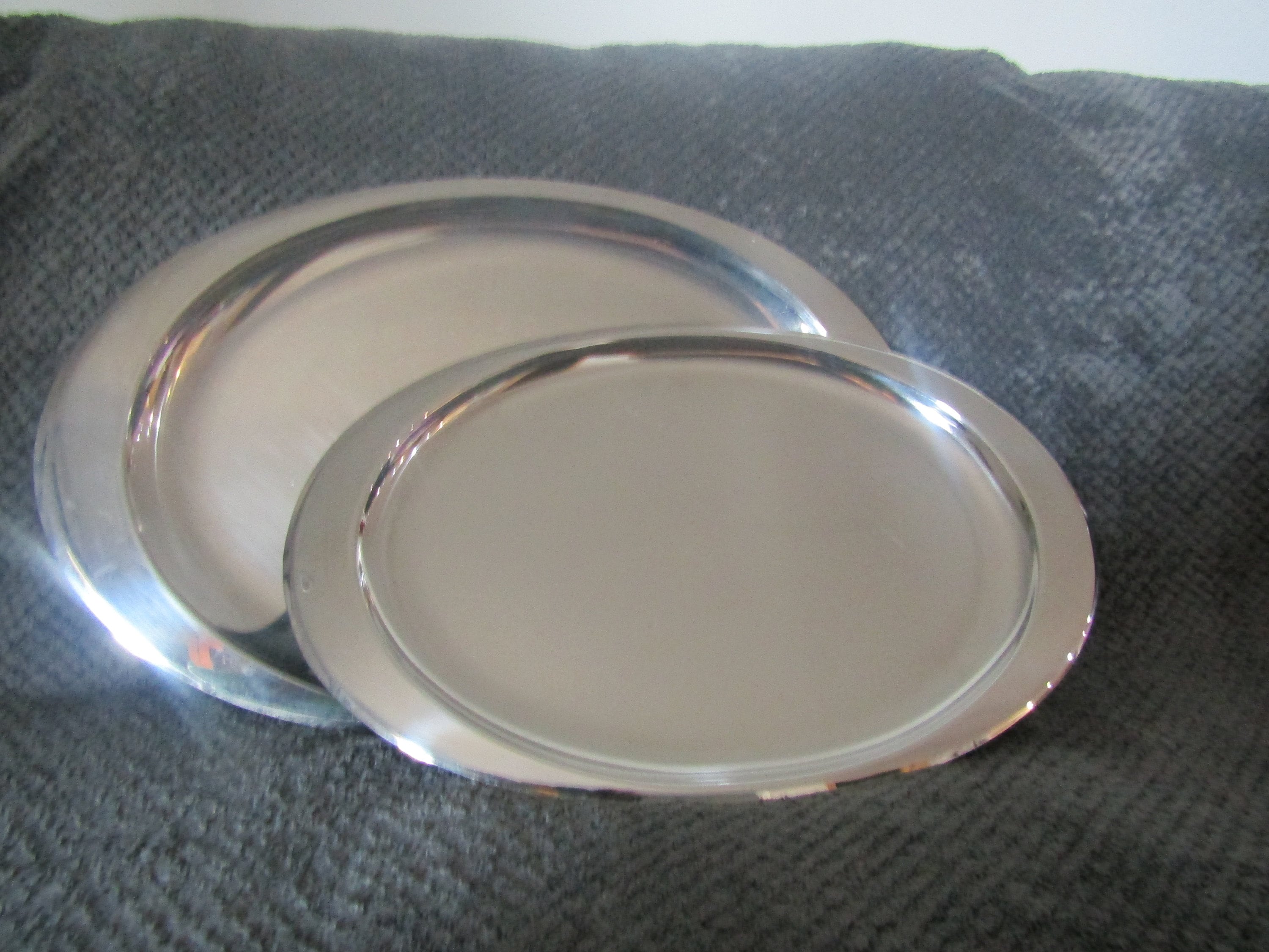 Vintage Set 2 Extra Large Serving Trays, Stainless Steel, Inox 18/10 ...