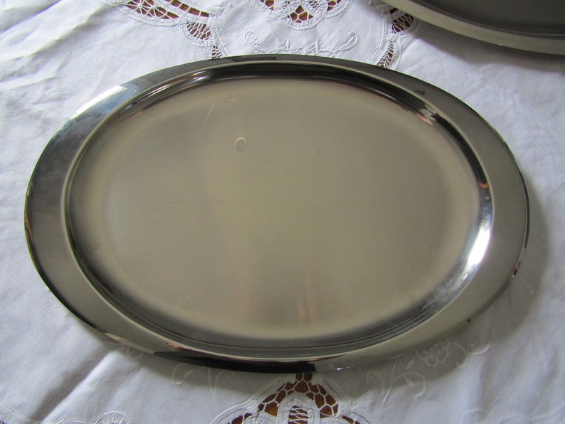 Vintage Set 2 Extra Large Serving Trays, Stainless Steel, Inox 18/10 ...