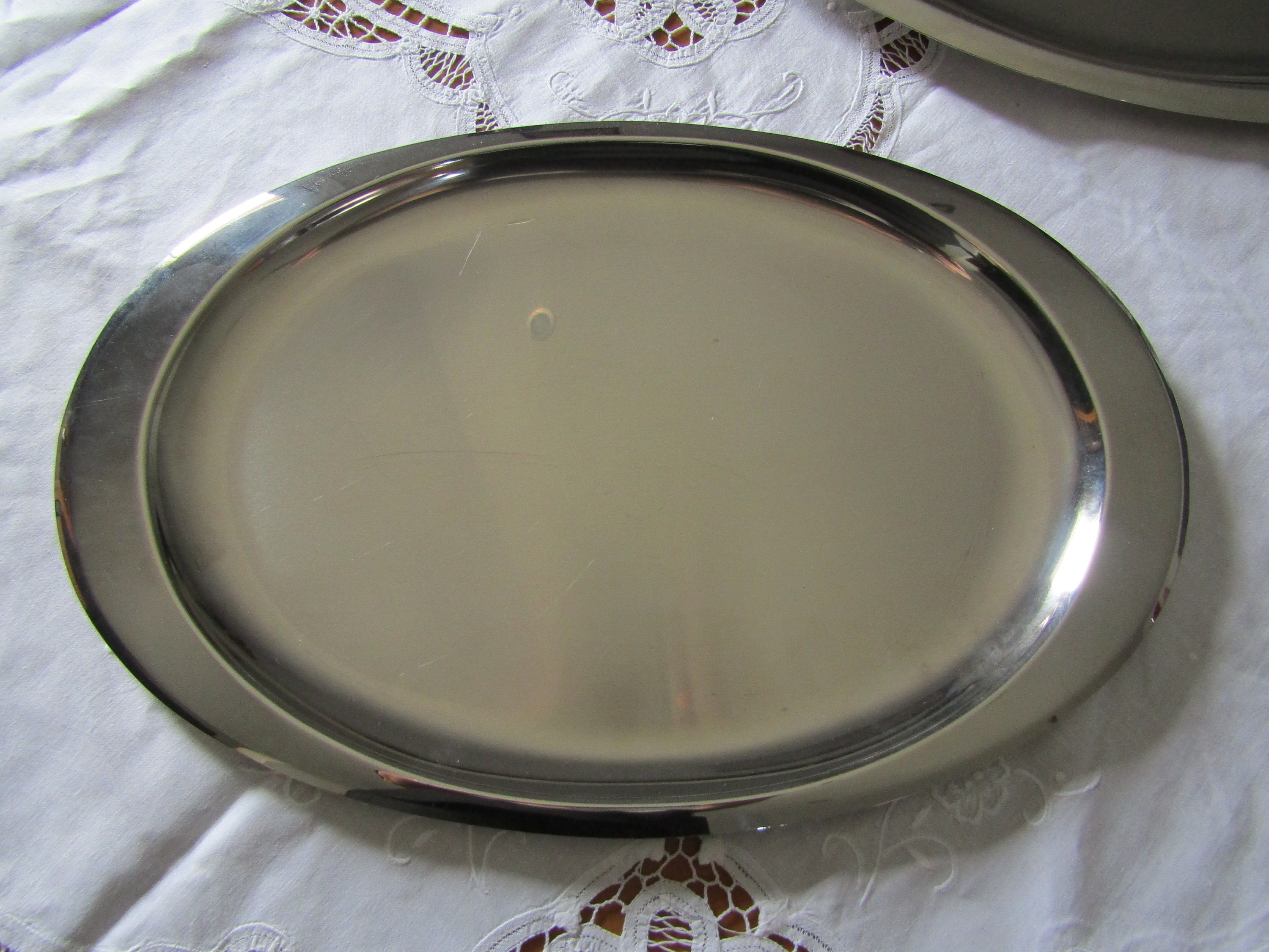 Vintage Set 2 Extra Large Serving Trays, Stainless Steel, Inox 18/10 ...
