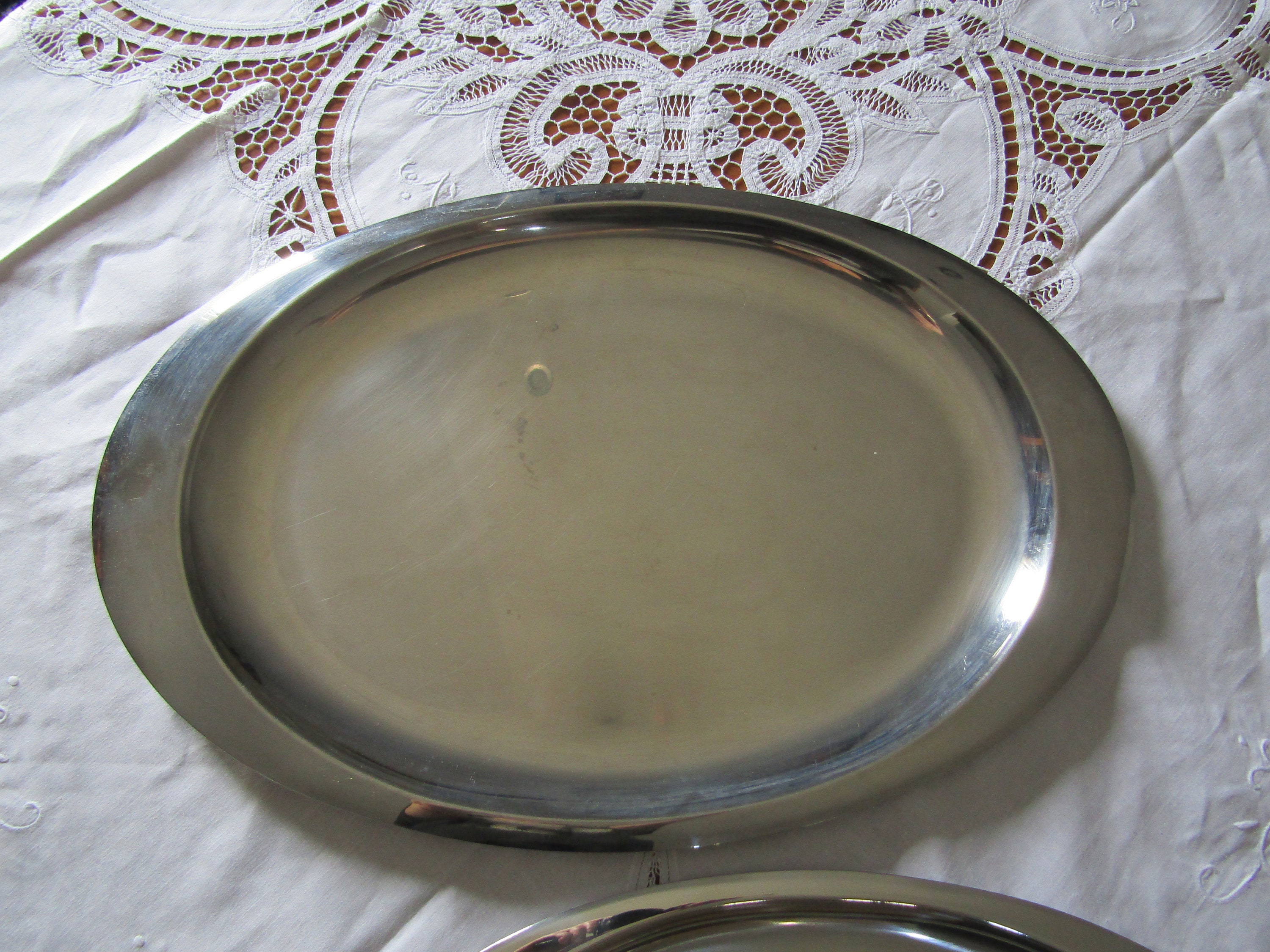 Vintage Set 2 Extra Large Serving Trays, Stainless Steel, Inox 18/10 ...