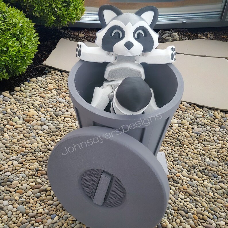Articulated Raccoon/fox With Trash Can, Trash Panda, Articulated Fidget ...