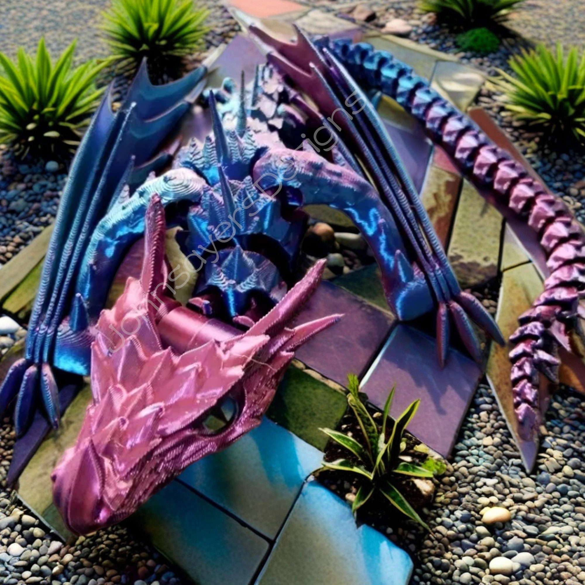 Articulated Crystal Dragon, 3D Printed High Quality Fine Print ...