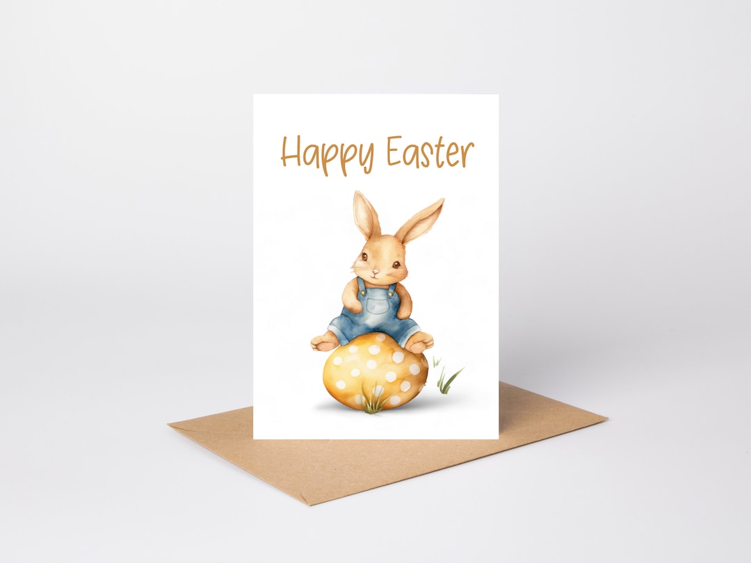 Cute Easter Greeting Card, Printable PDF Card, Digital Download, Happy ...
