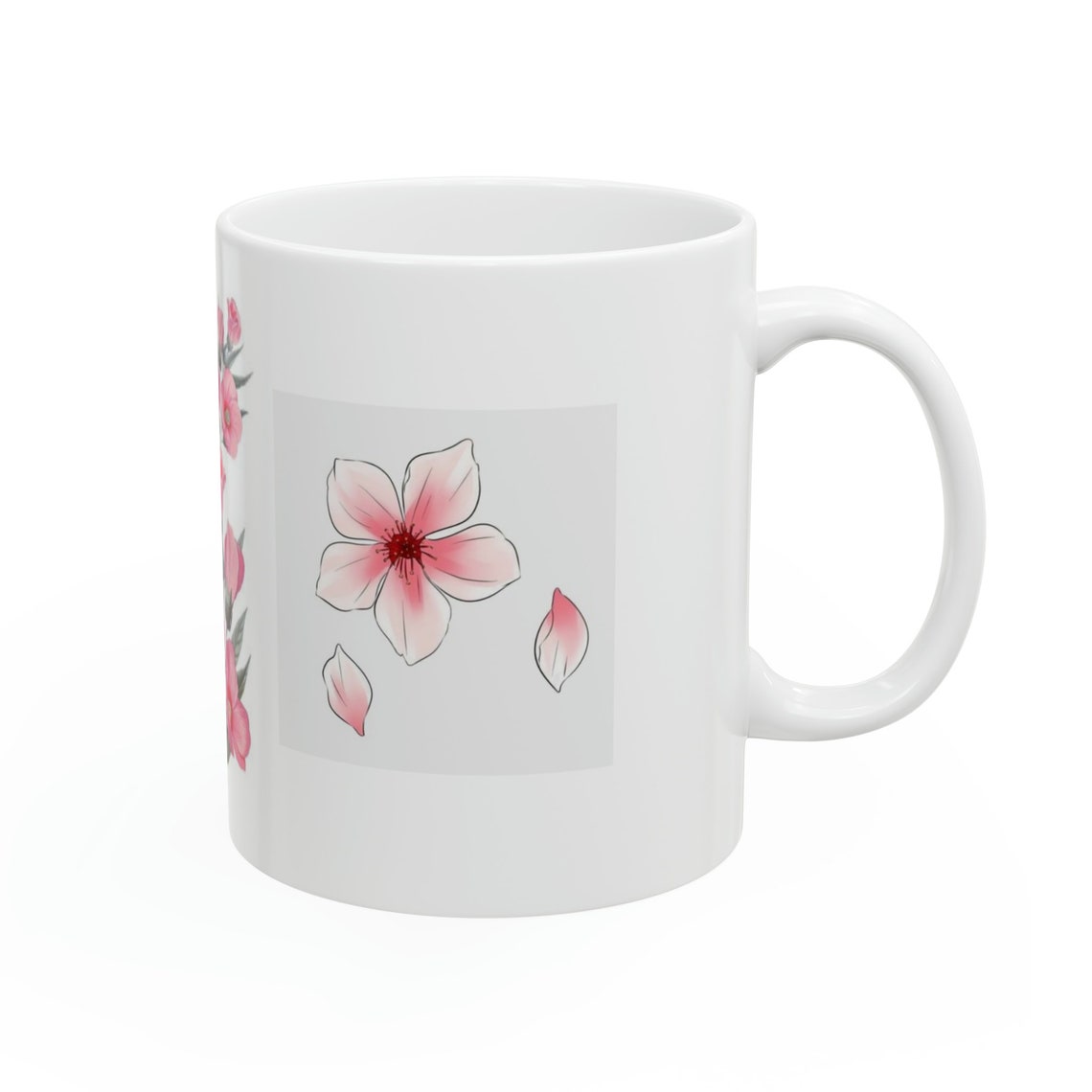 Beautiful Mug With a Design of Pink Flowers. Ceramic Mug, 11oz - Etsy