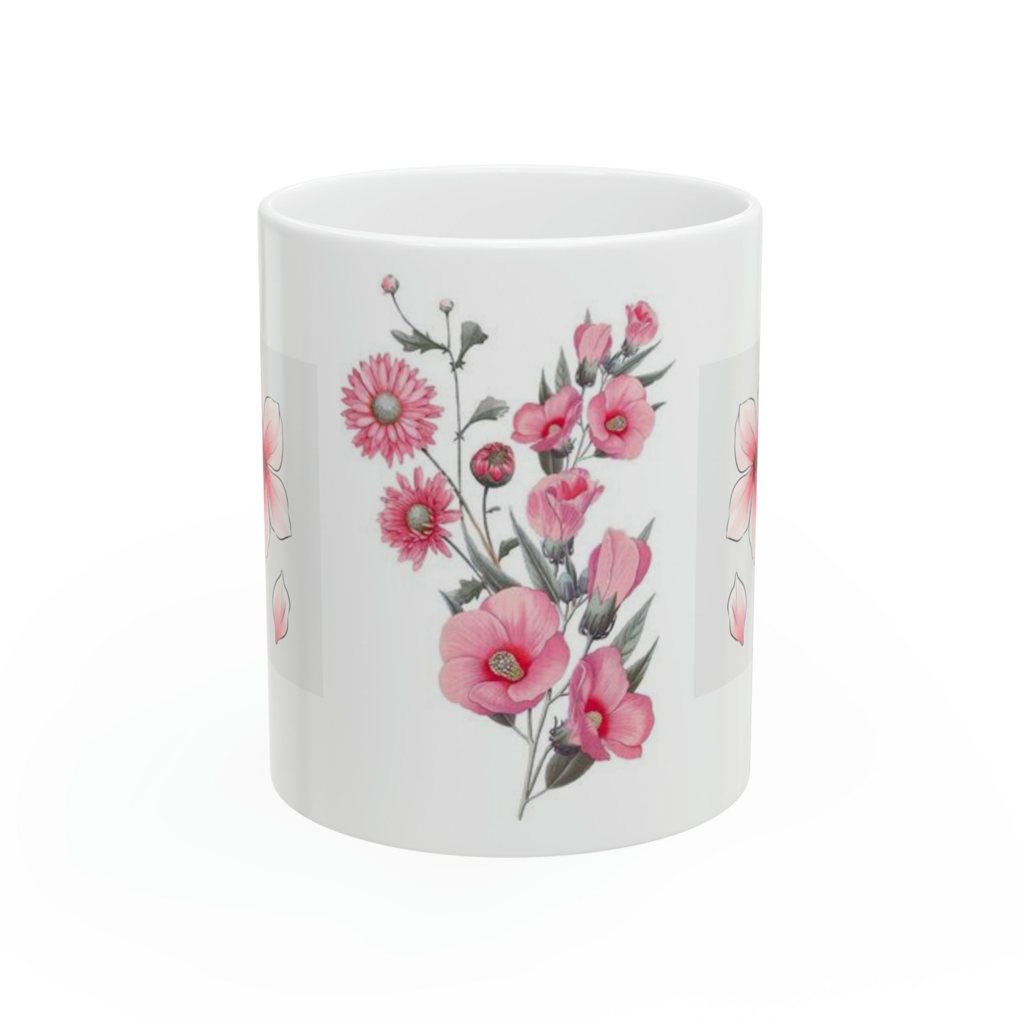 Beautiful Mug With a Design of Pink Flowers. Ceramic Mug, 11oz - Etsy