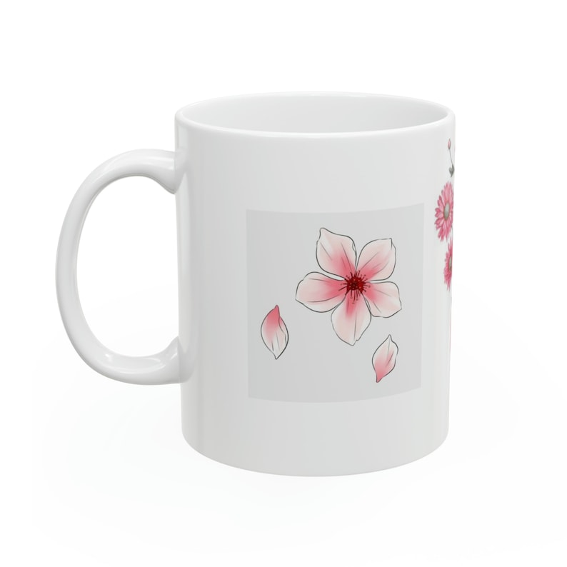 Beautiful Mug With a Design of Pink Flowers. Ceramic Mug, 11oz - Etsy