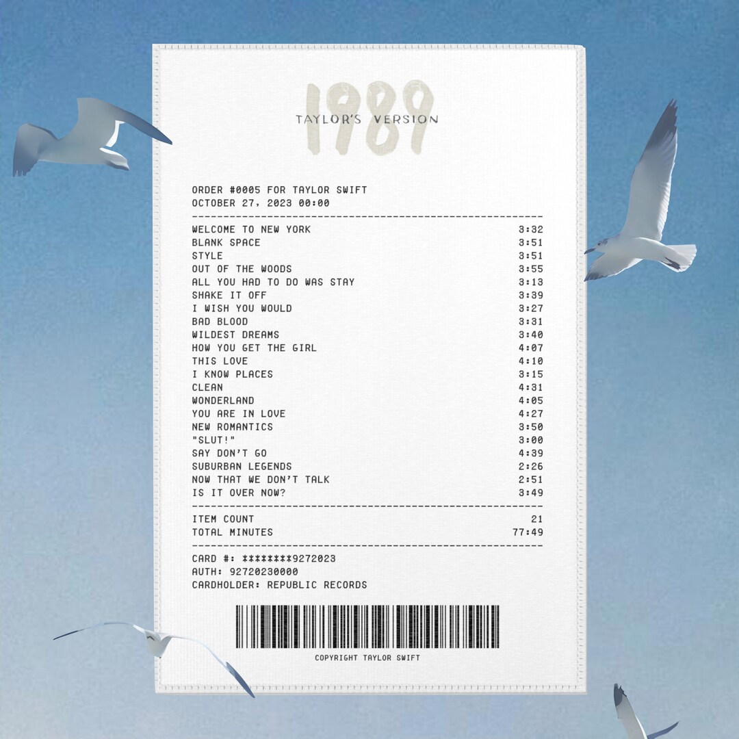 Taylor Swift 1989 Taylor's Version Album Receipt Rug Aesthetic Room ...