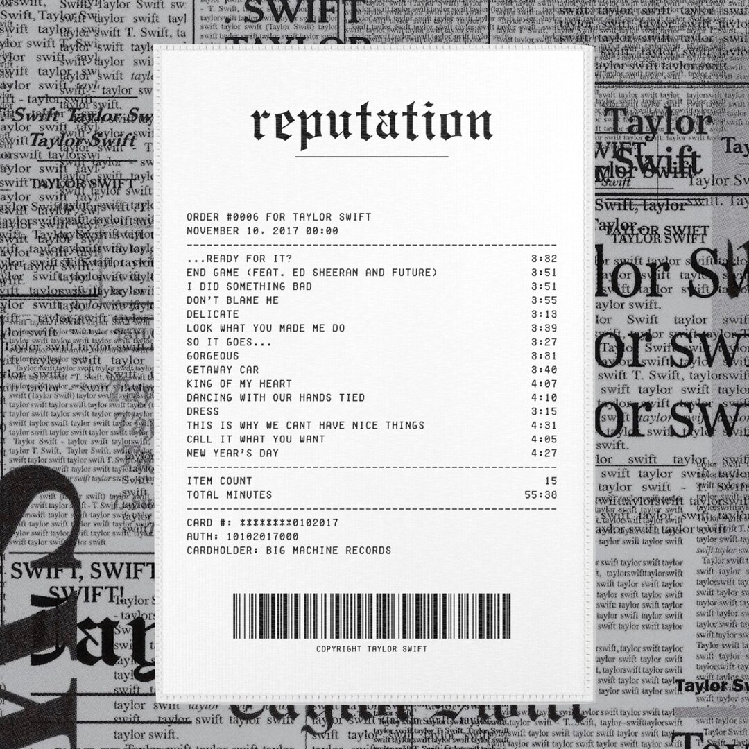 Taylor Swift Reputation Album Receipt Rug Aesthetic Room Bedroom Dorm ...