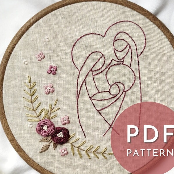 Cute ANGEL Embroidery Pattern, Christian Baptism Keepsake DIY, Catholic ...