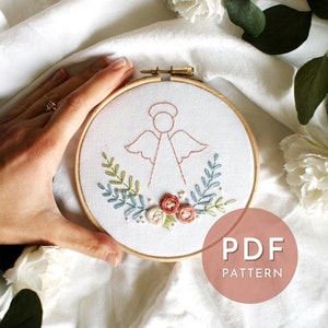 Cute ANGEL Embroidery Pattern, Christian Baptism Keepsake DIY, Catholic ...