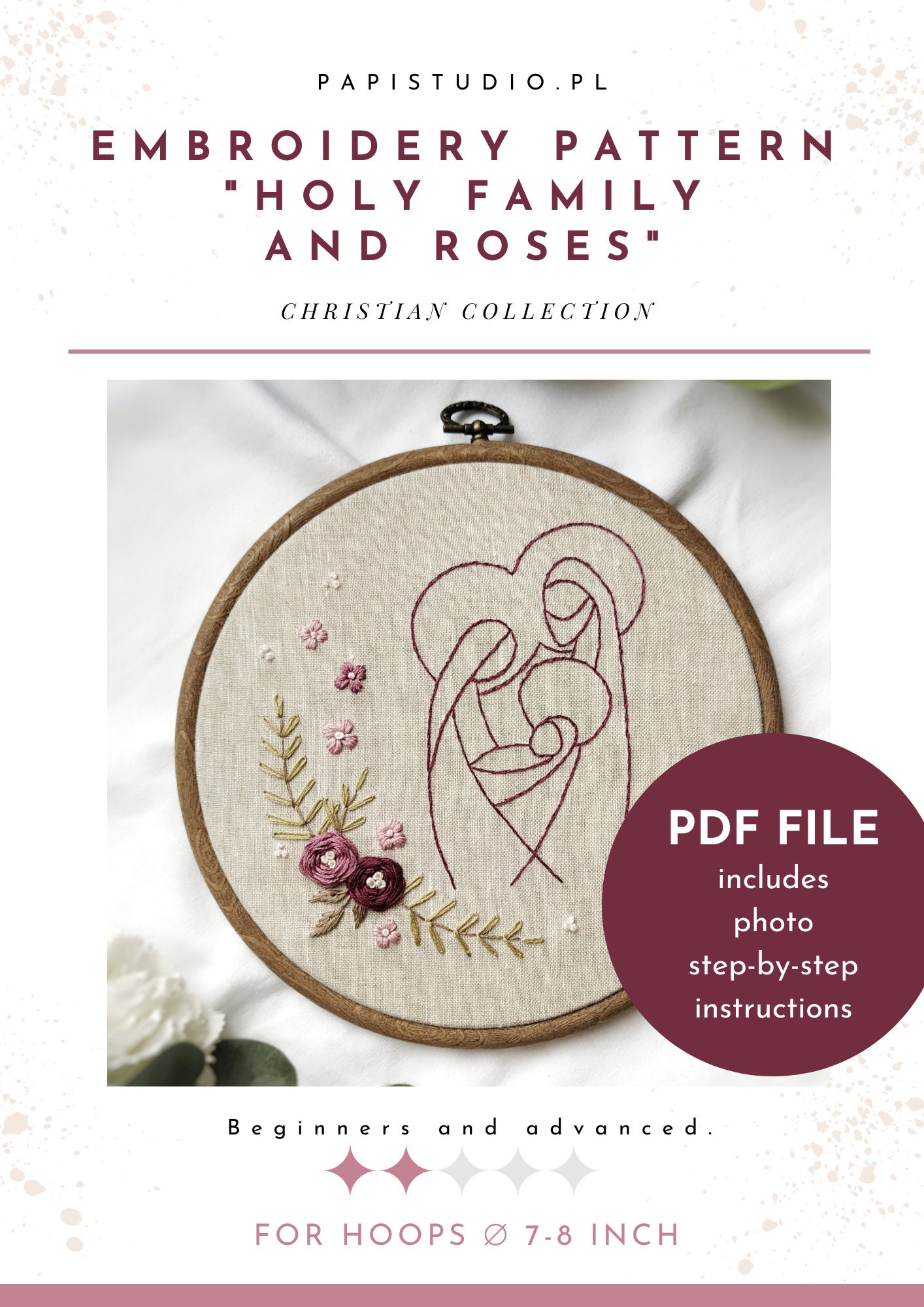 Holy Family Embroidery Pattern, Christian Home Decorations, Catholic ...