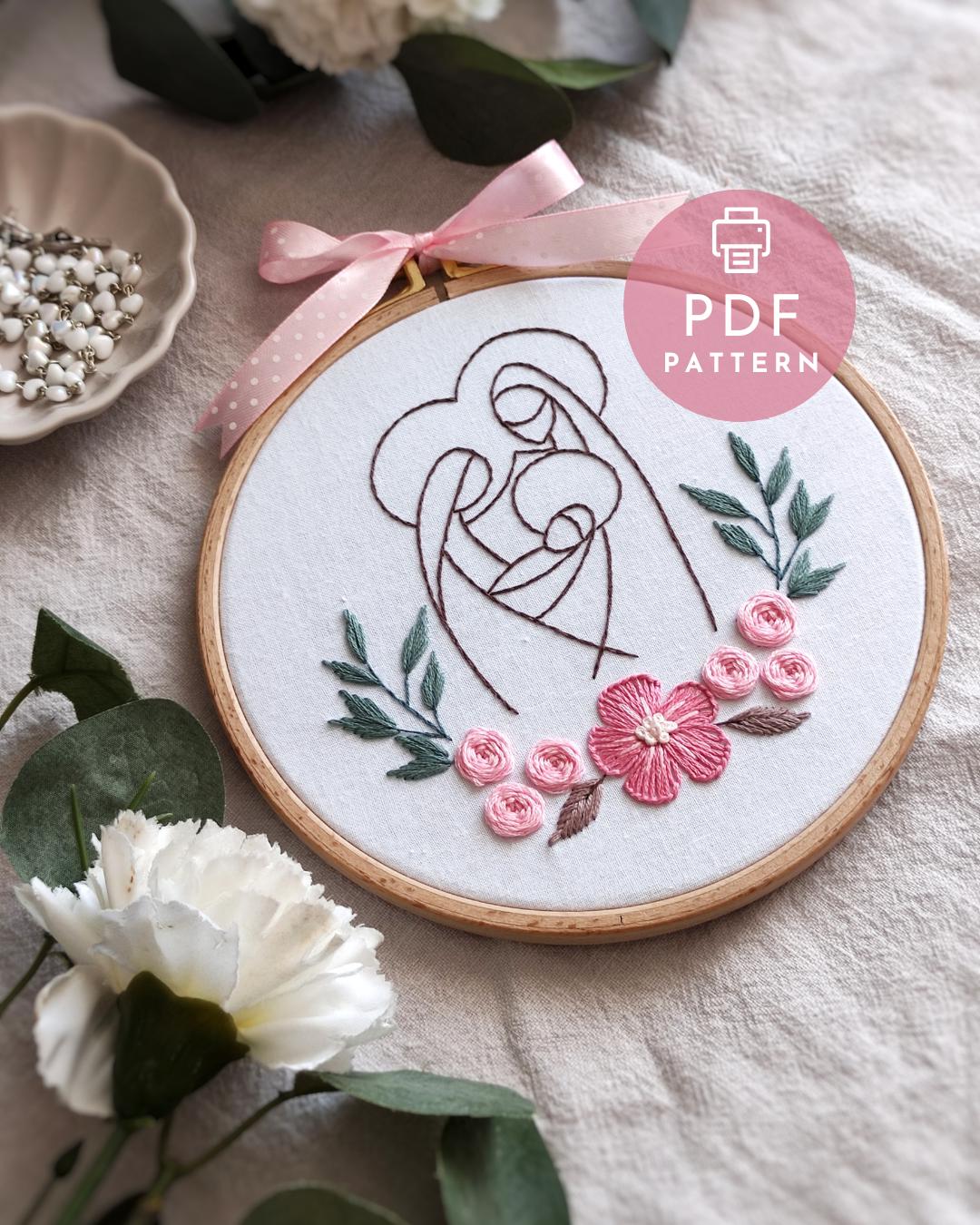 Holy Family Embroidery Pattern PDF, Religious Hand Embroidery Pattern ...