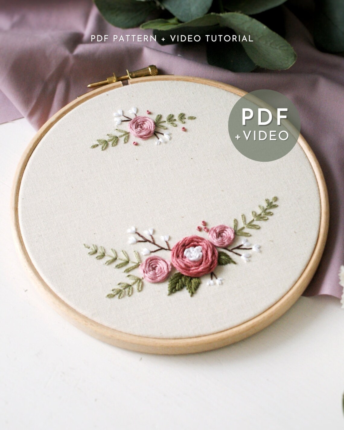 Emboidery Pattern Pdf Video Tutorial for Beginners BLOOMING, Printable ...