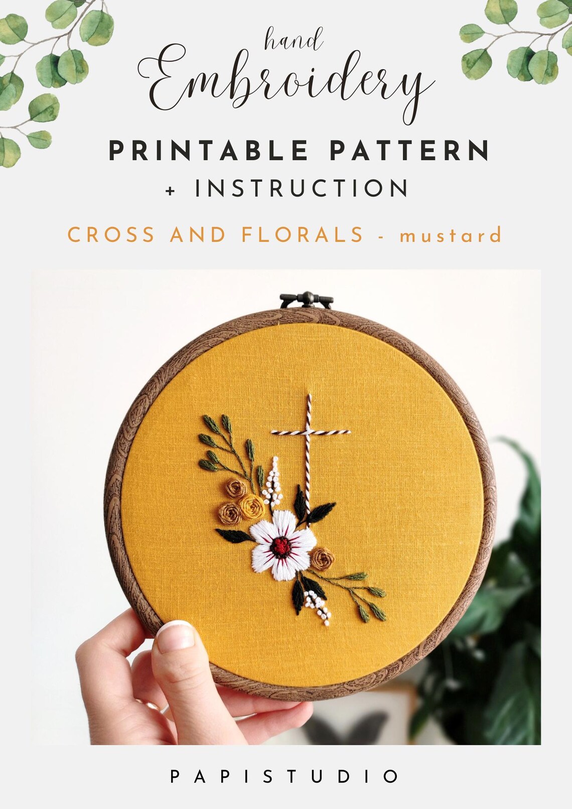 CROSS With Flowers Embroidery Pattern PDF, Christian Easter Wall ...