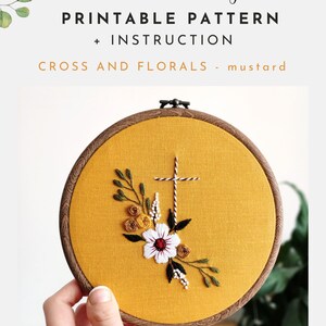 CROSS With Flowers Embroidery Pattern PDF, Christian Easter Wall ...