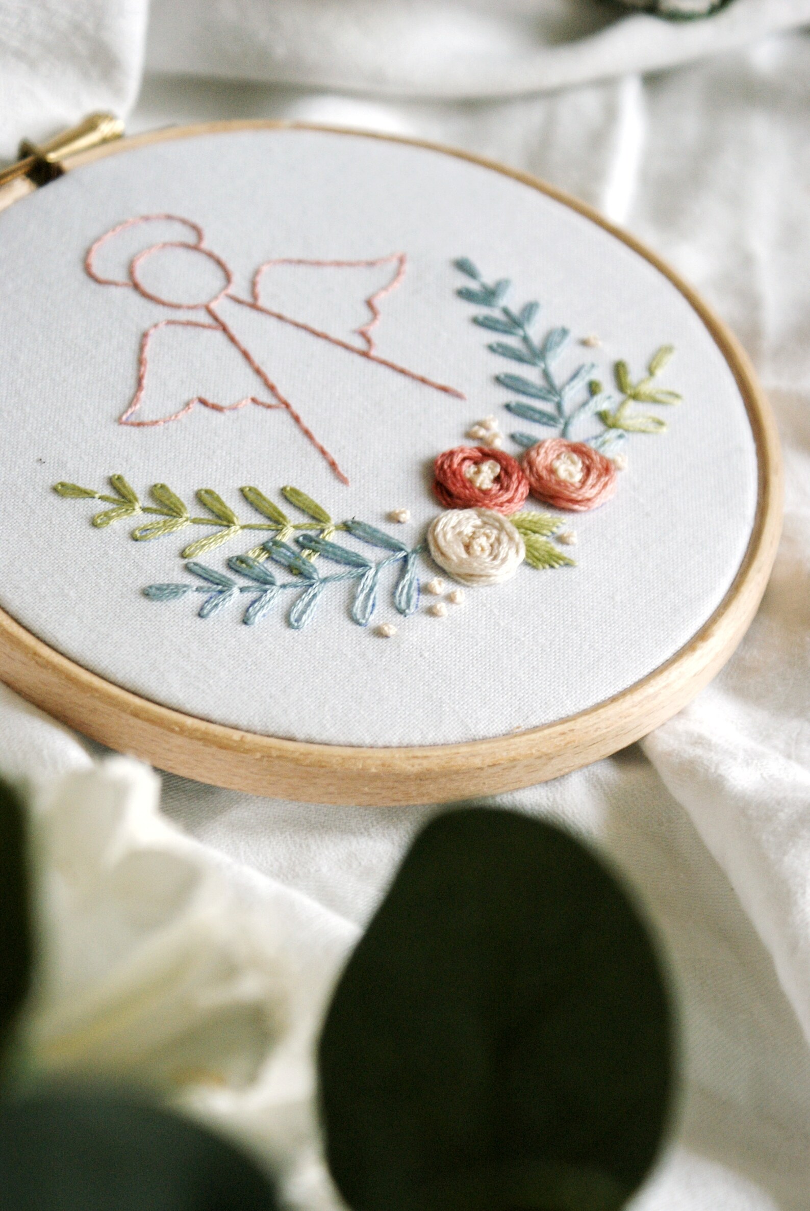 Cute ANGEL Embroidery Pattern, Christian Baptism Keepsake DIY, Catholic ...