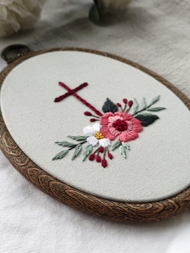 CROSS With Flowers Embroidery Pattern, Christian Easter Wall ...
