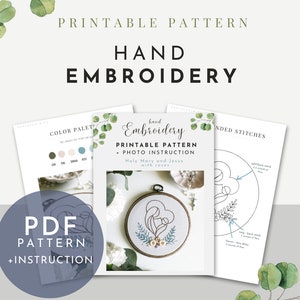 Holy Mary and Son Embroidery Pattern, Christian Baptism Keepsake DIY ...