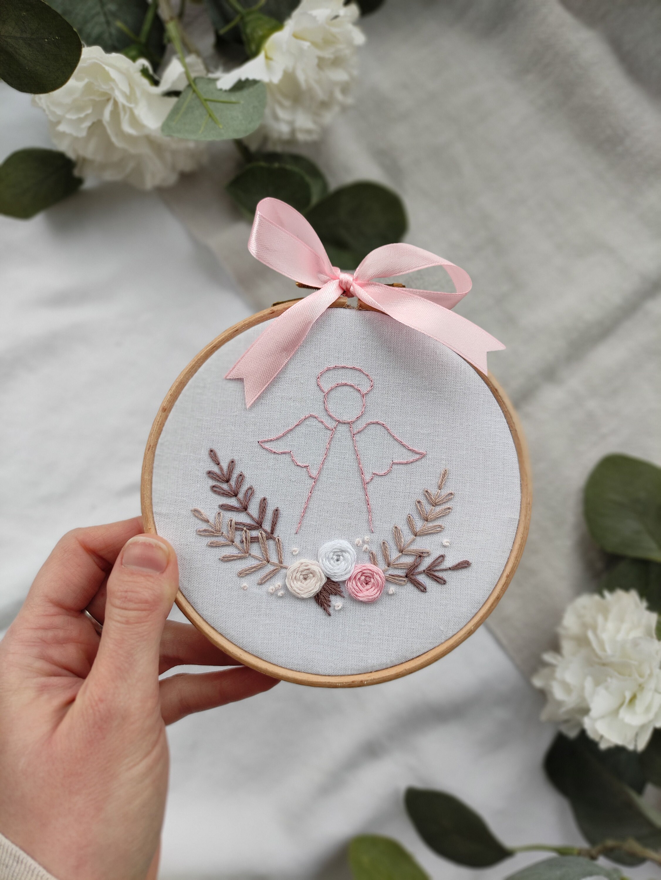 Cute ANGEL Embroidery Pattern, Christian Baptism Keepsake DIY, Catholic ...