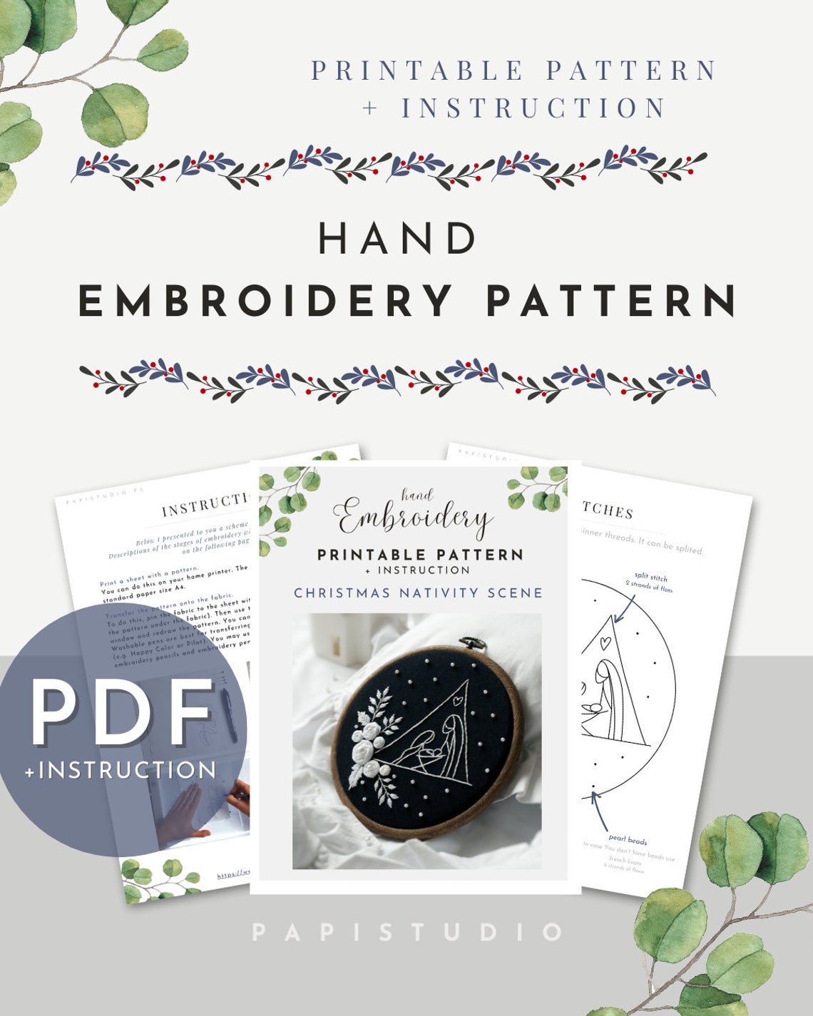 NATIVITY Embroidery Pattern, Christian Home Decorations, Catholic ...