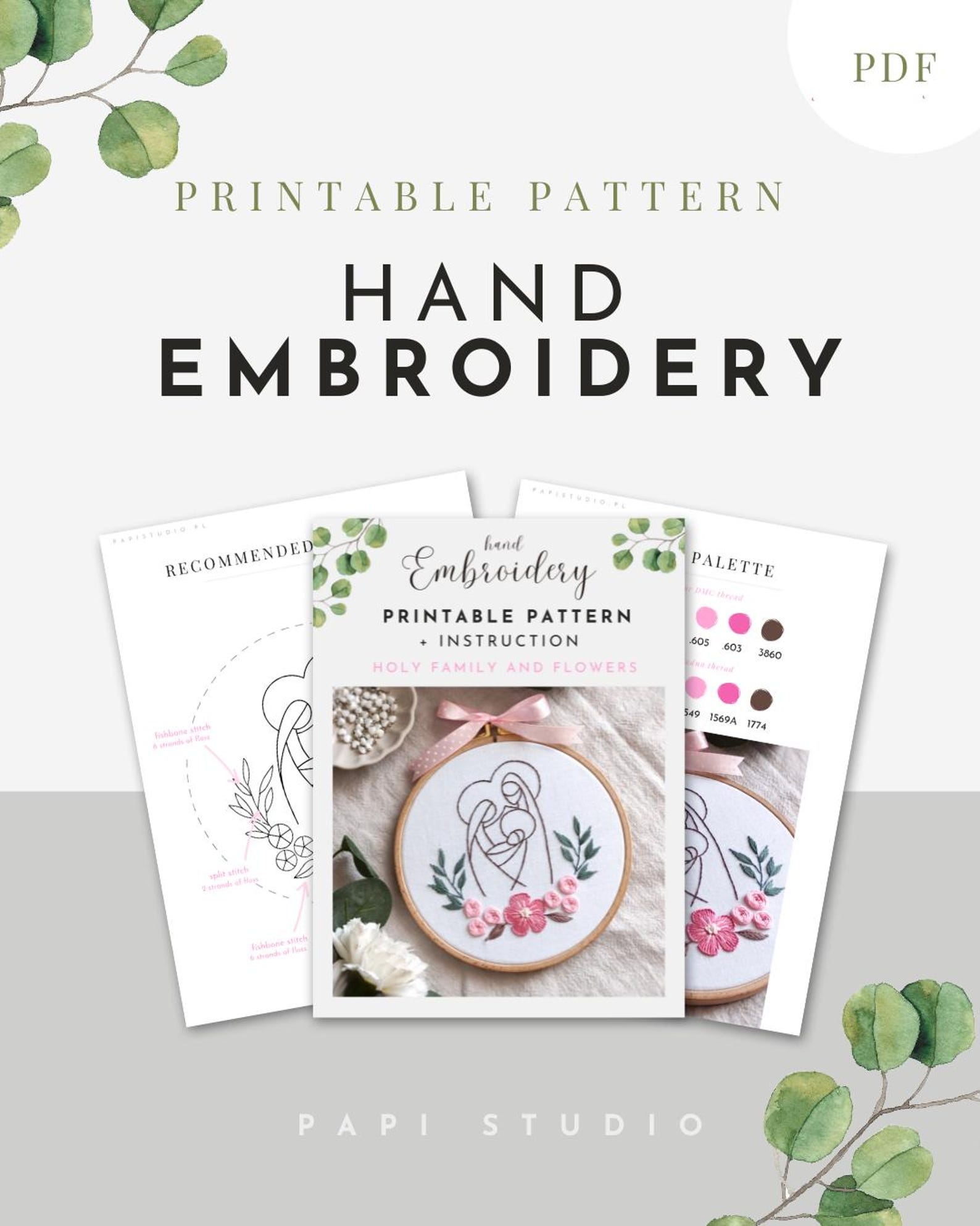 Holy Family Embroidery Pattern PDF, Religious Hand Embroidery Pattern ...