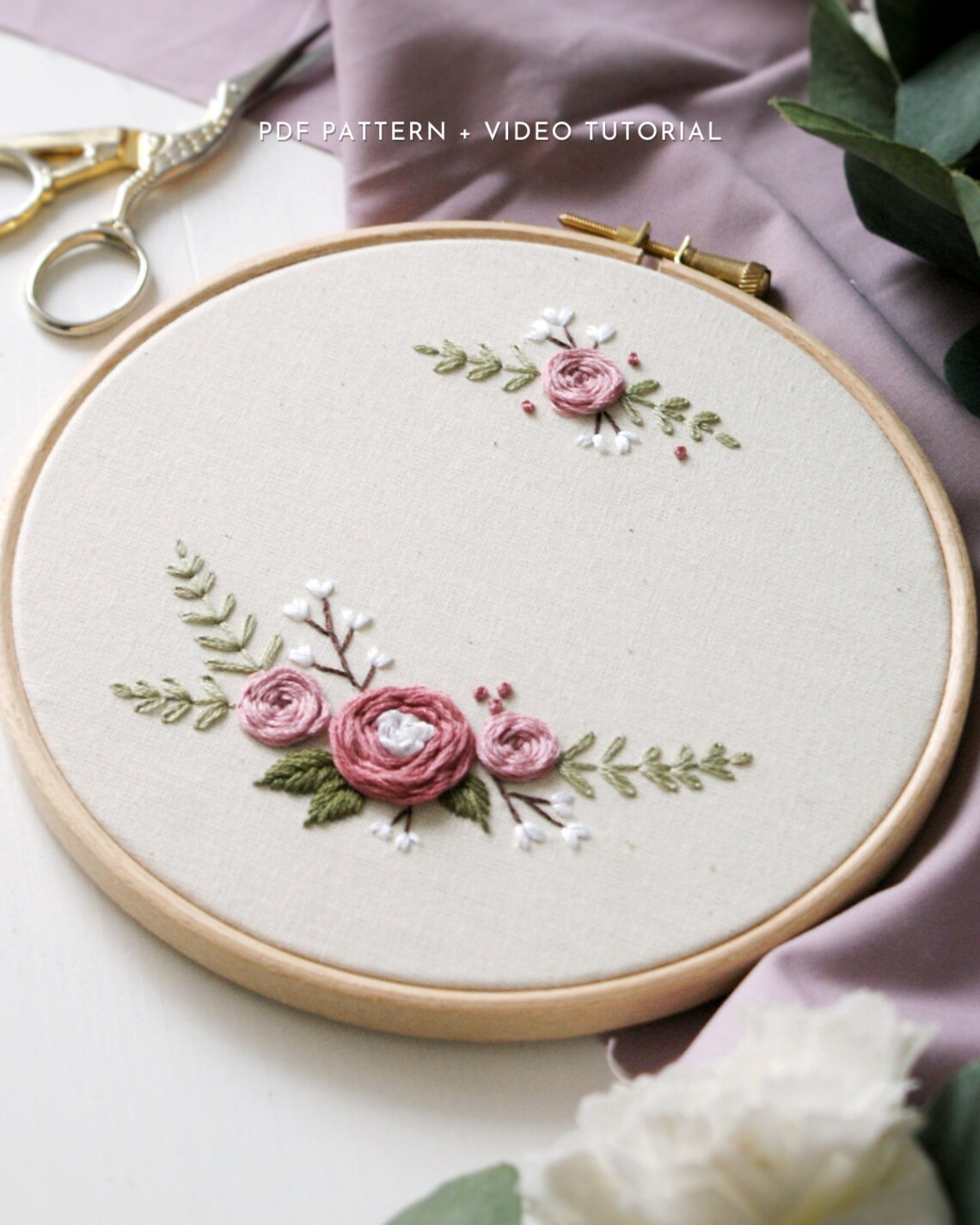 Emboidery Pattern Pdf Video Tutorial for Beginners BLOOMING, Printable ...