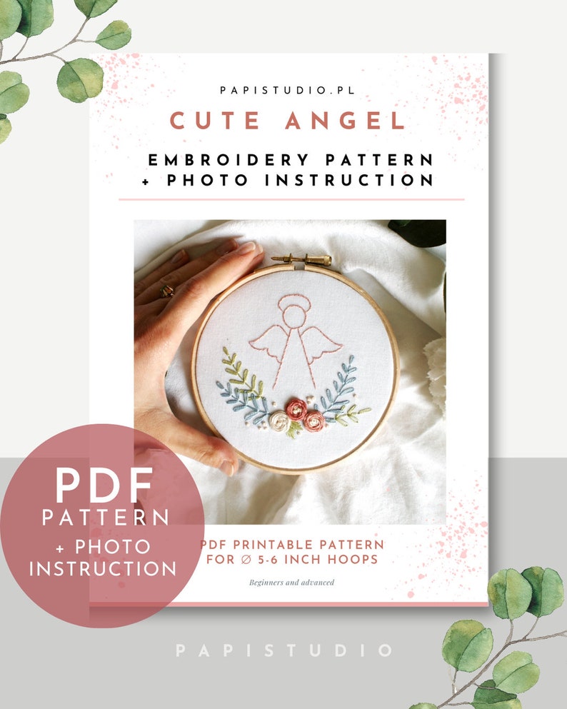 Cute ANGEL Embroidery Pattern, Christian Baptism Keepsake DIY, Catholic ...