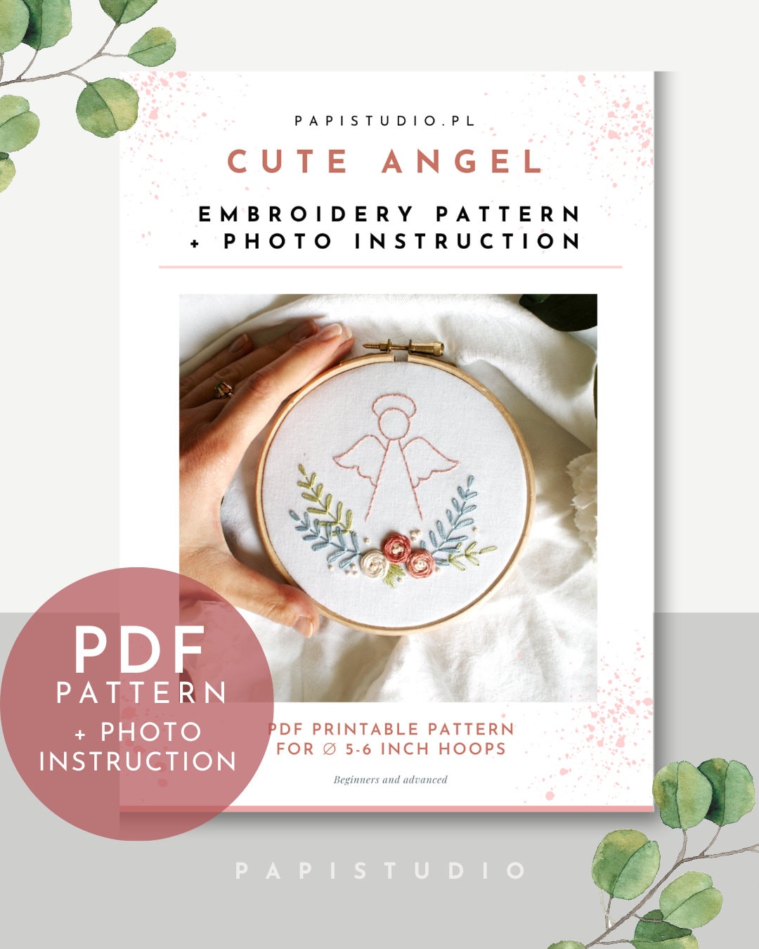 Cute ANGEL Embroidery Pattern, Christian Baptism Keepsake DIY, Catholic ...