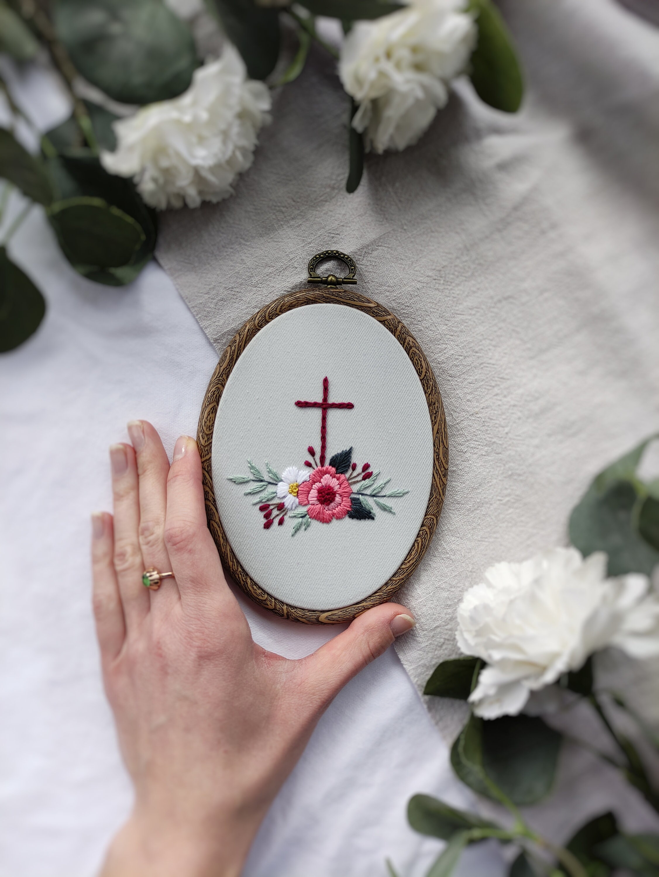 CROSS With Flowers Embroidery Pattern, Christian Easter Wall ...
