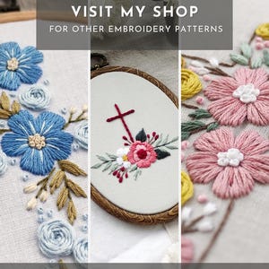 Floral CROSS Embroidery Pattern PDF, Christian Easter Wall Decorations ...