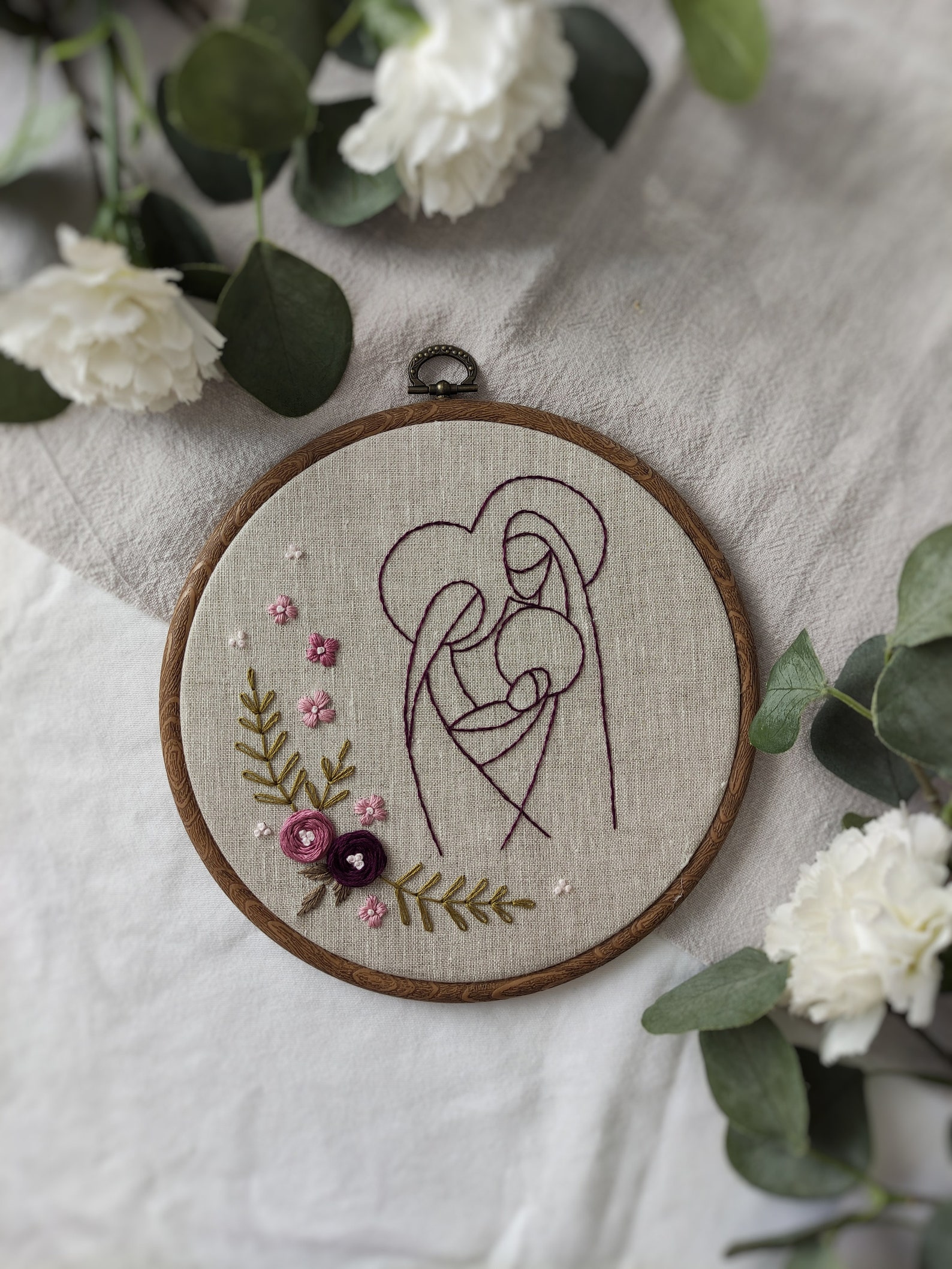 Holy Family Embroidery Pattern, Christian Home Decorations, Catholic ...