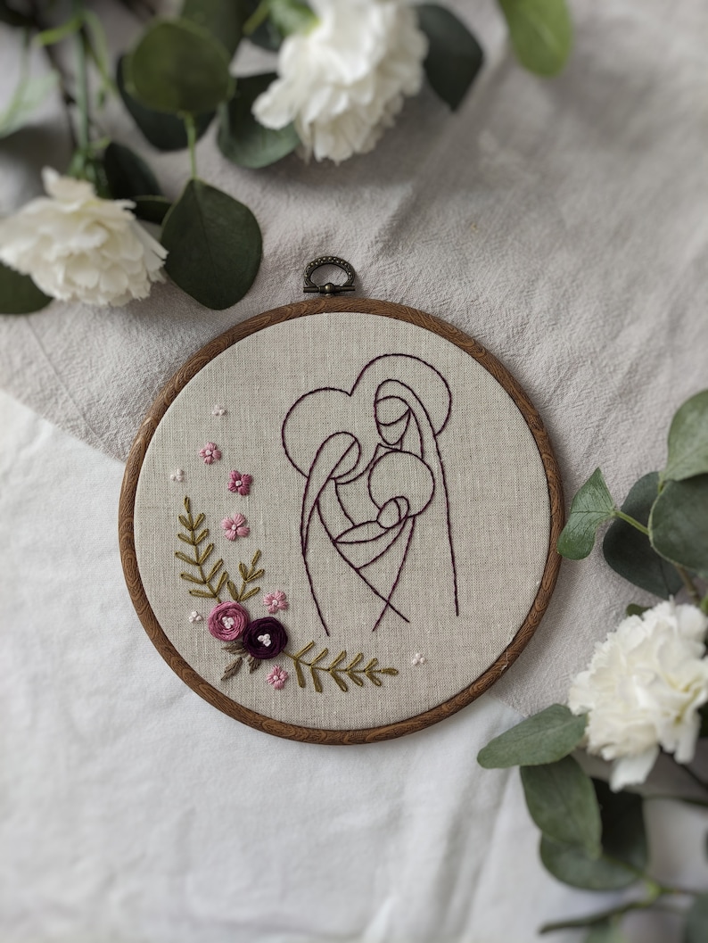 Holy Family Embroidery Pattern, Christian Home Decorations, Catholic ...
