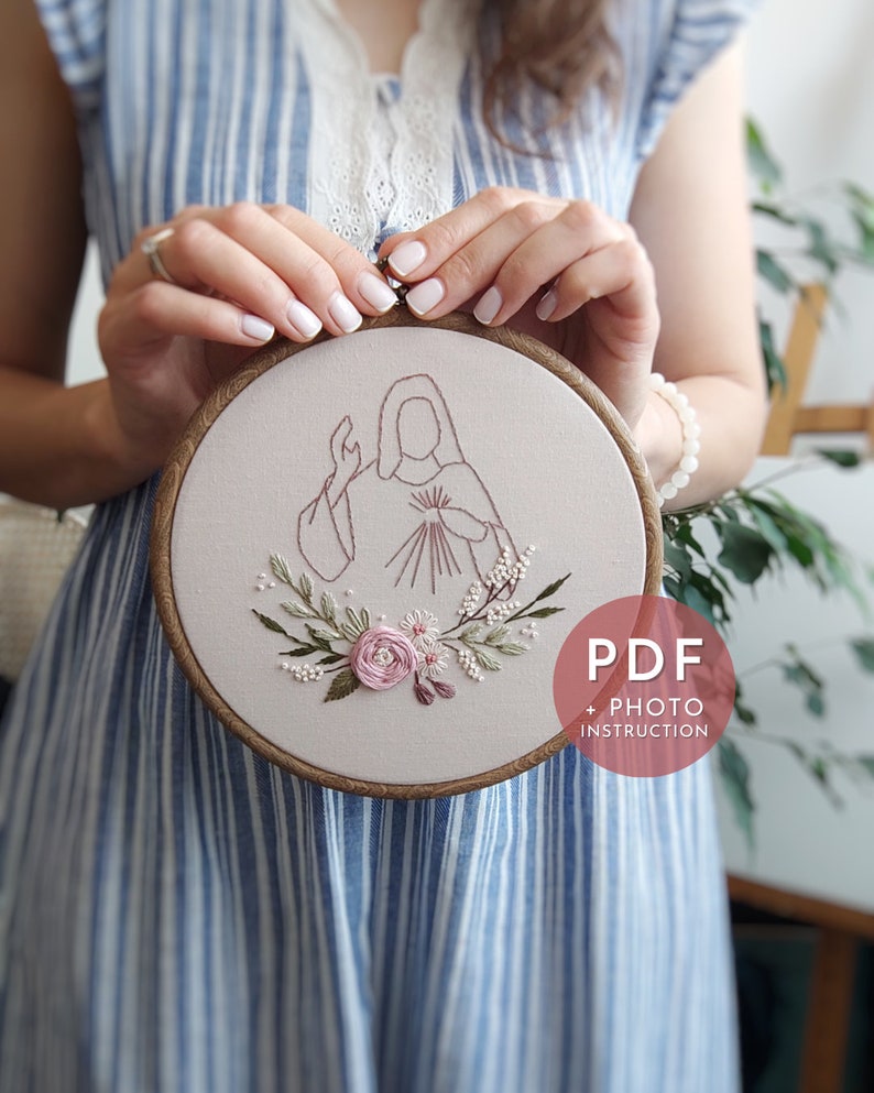 Merciful Jesus Embroidery Printable Pattern PDF, Catholic Home Decor ...