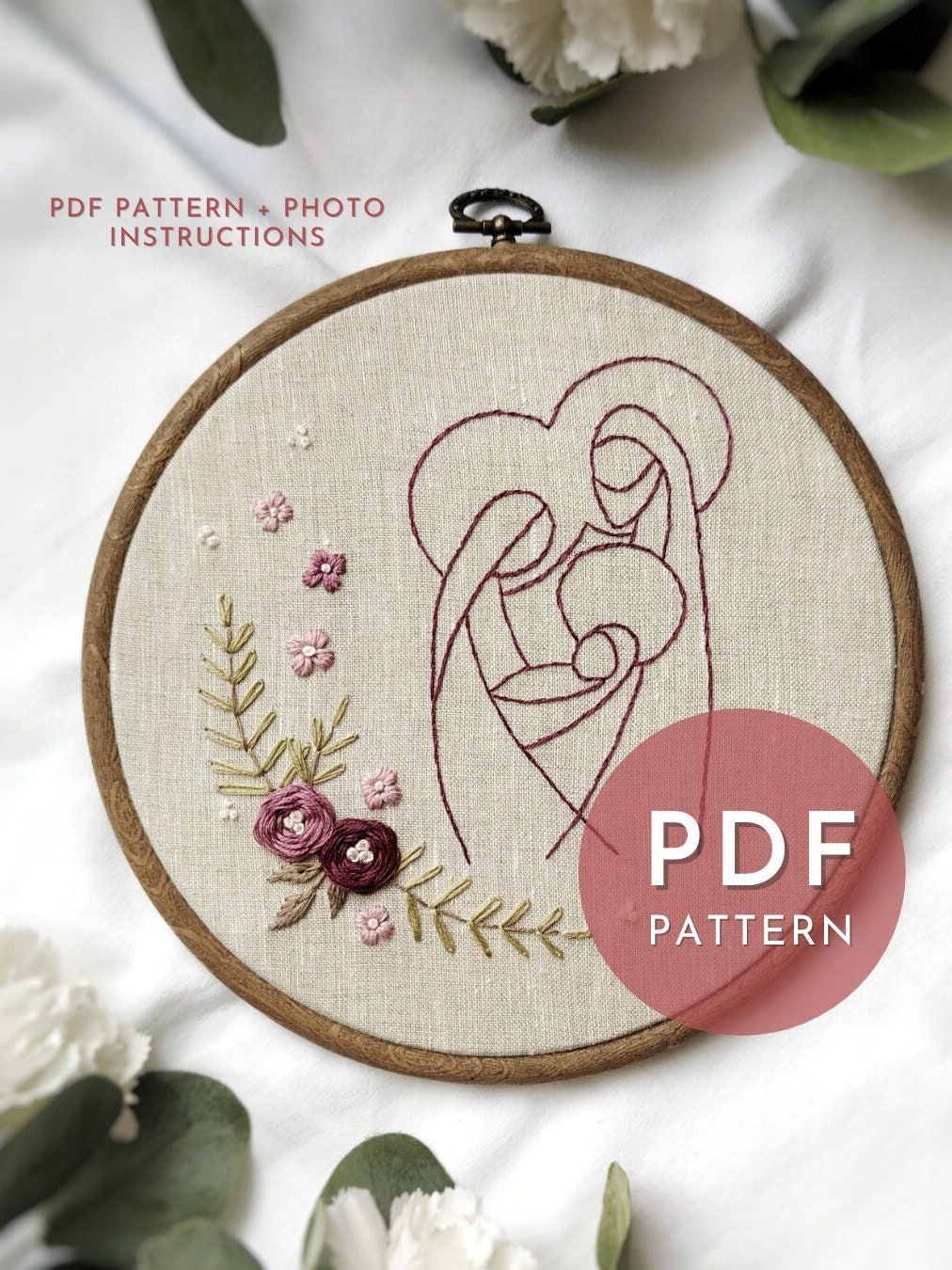 Holy Family Embroidery Pattern, Christian Home Decorations, Catholic ...