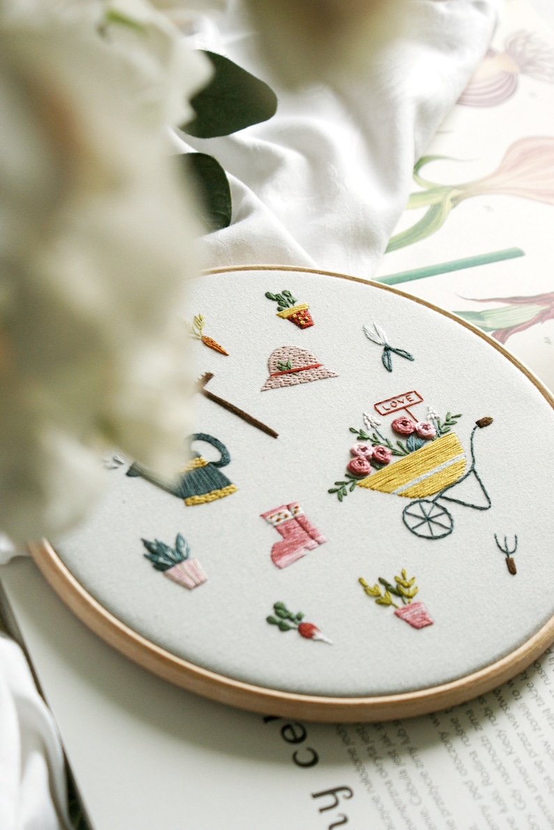 Garden Embroidery Pattern PDF, Plants Hand Embroidery Template ...