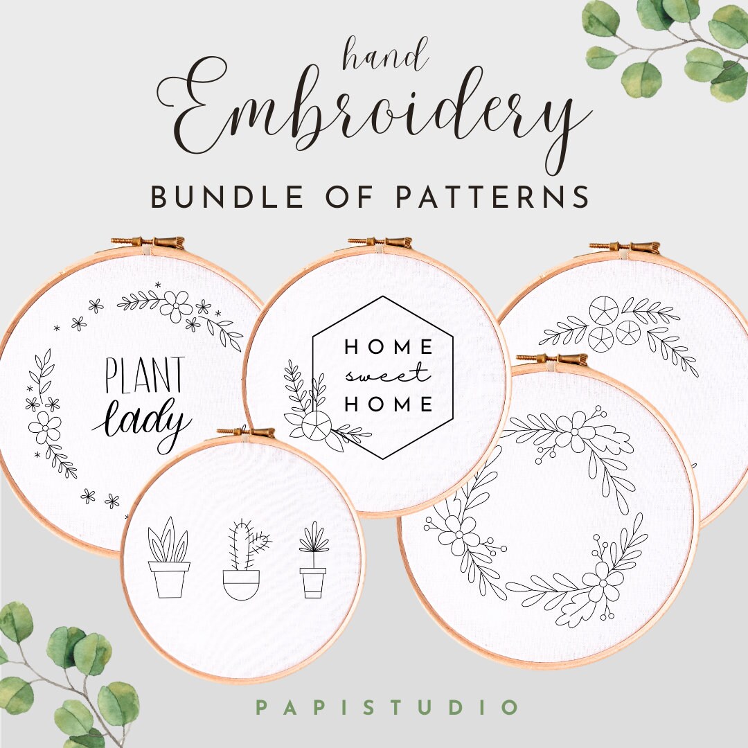 Flower Hand Embroidery Pattern BUNDLE, Embroidery Floral Designs Set ...