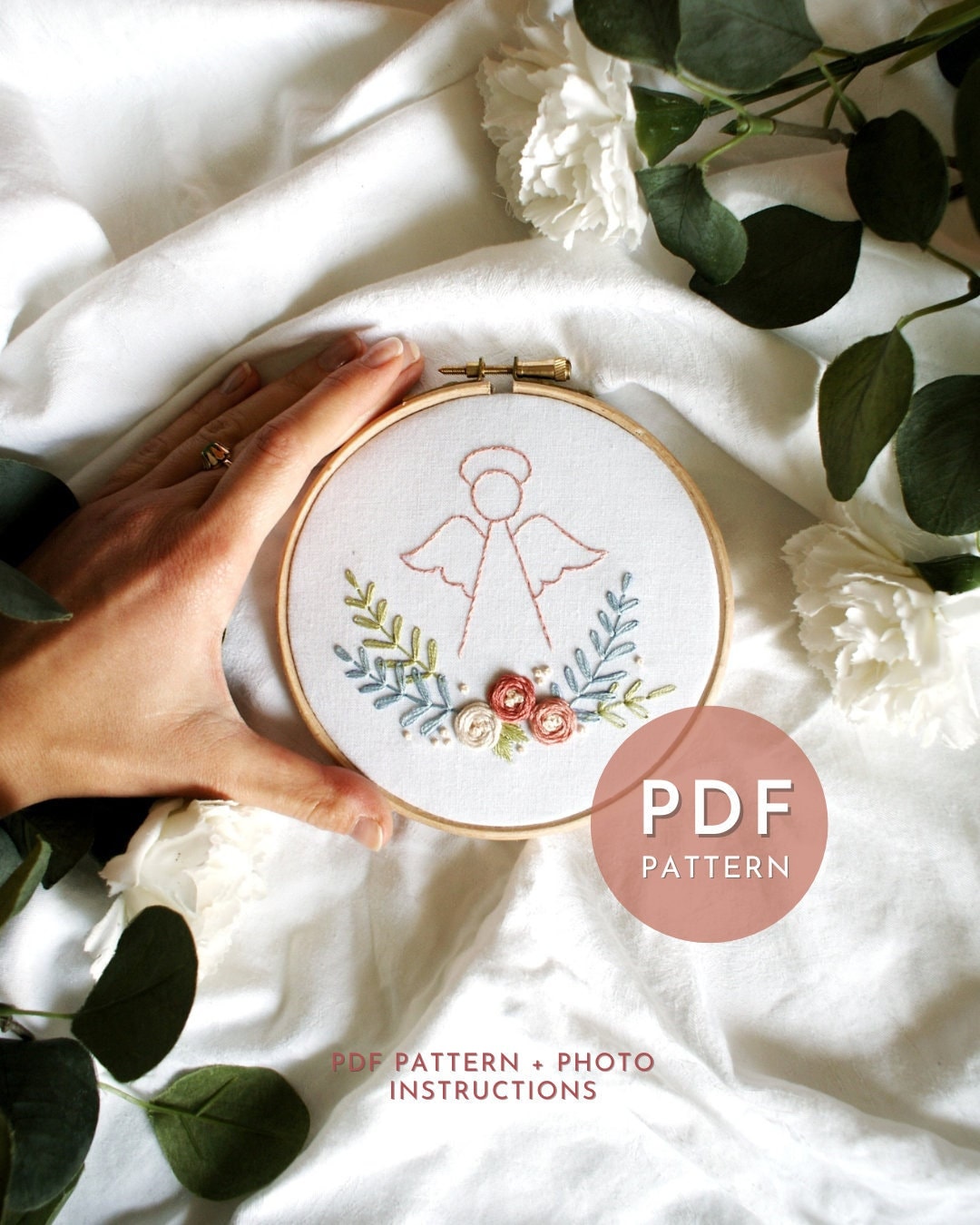 Cute ANGEL Embroidery Pattern, Christian Baptism Keepsake DIY, Catholic ...