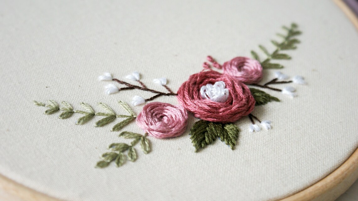 Emboidery Pattern Pdf Video Tutorial for Beginners BLOOMING, Printable ...