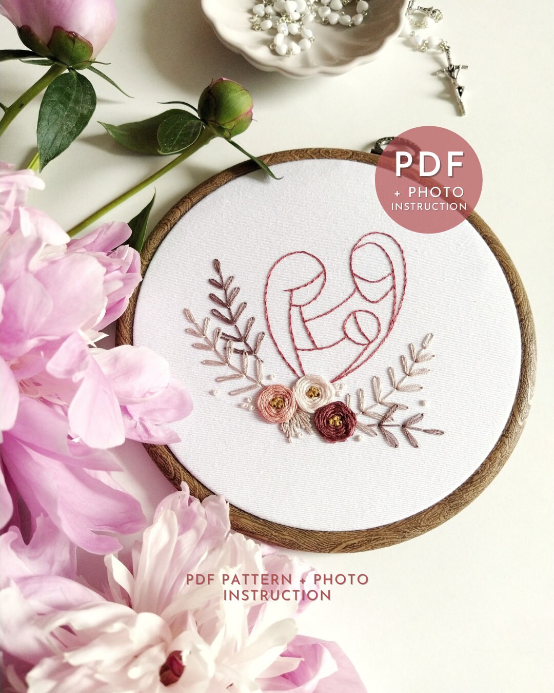 Holy Family Embroidery Pattern PDF, Catholic Home Decor Design ...